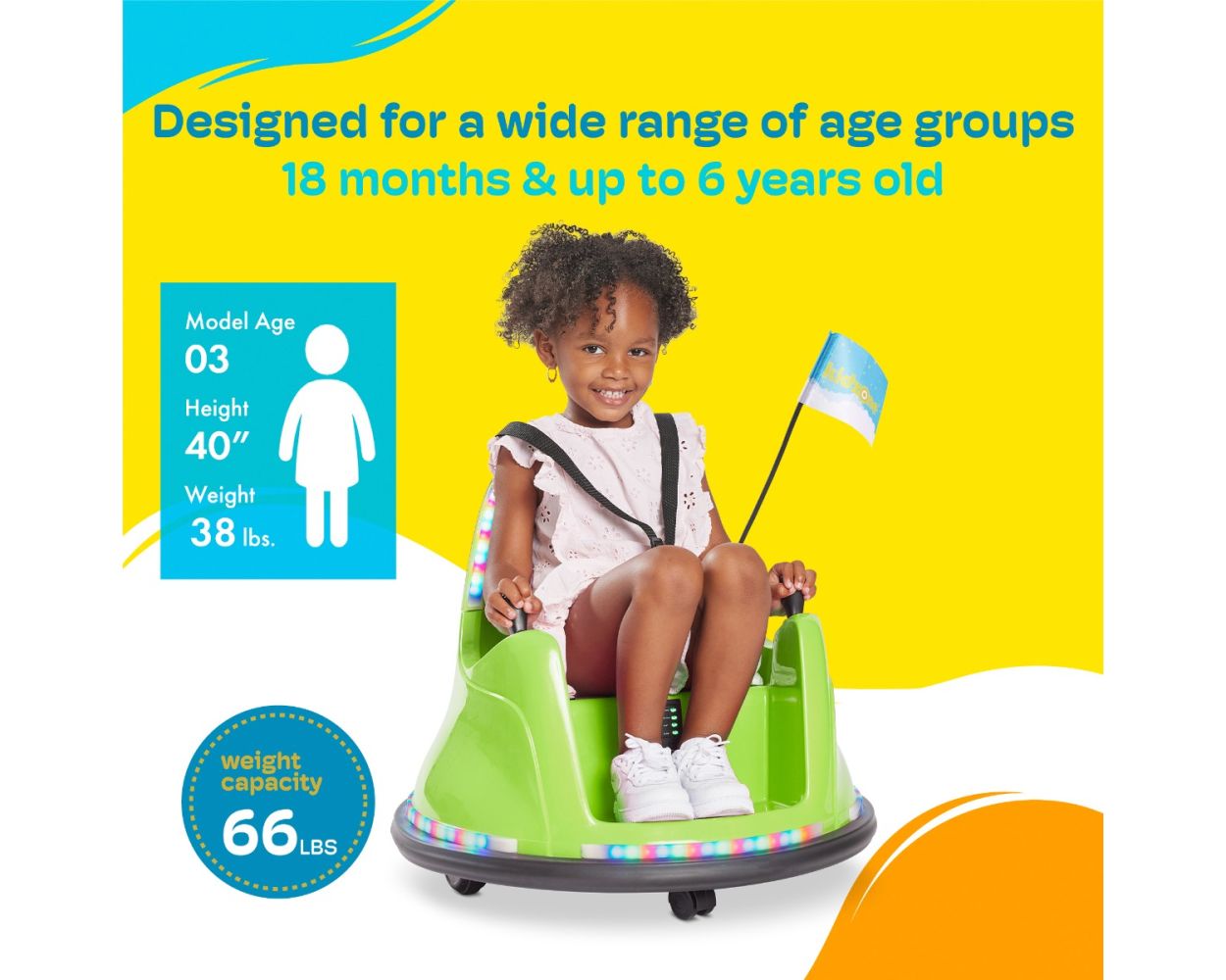 Kidzone 12V 360° Rotation Bumper Car, 2-Speed Electric Ride-On for Kids ...