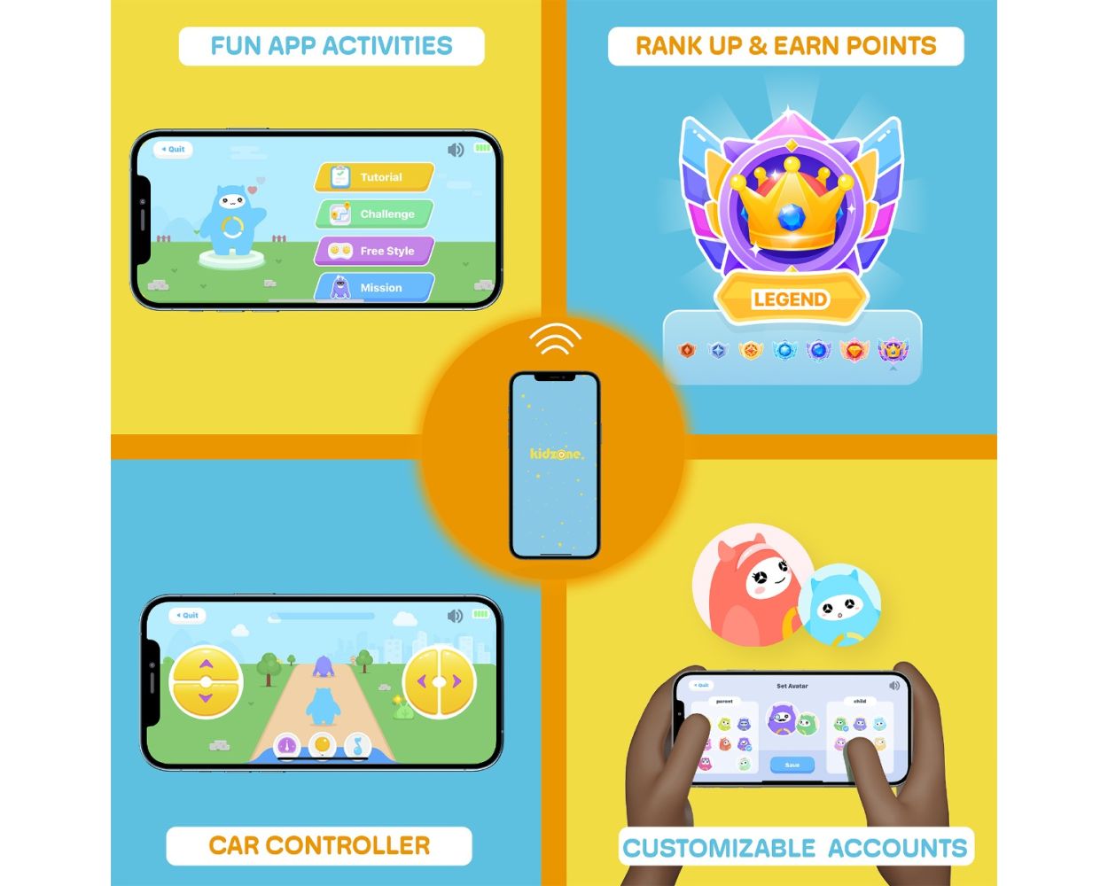 Kidzone 12V 360° Rotation Bumper Car, 2-Speed Electric Ride-On for Kids ...